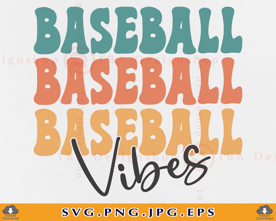 Baseball Vibes SVG Baseball Mom SVG Retro Baseball SVG - Etsy