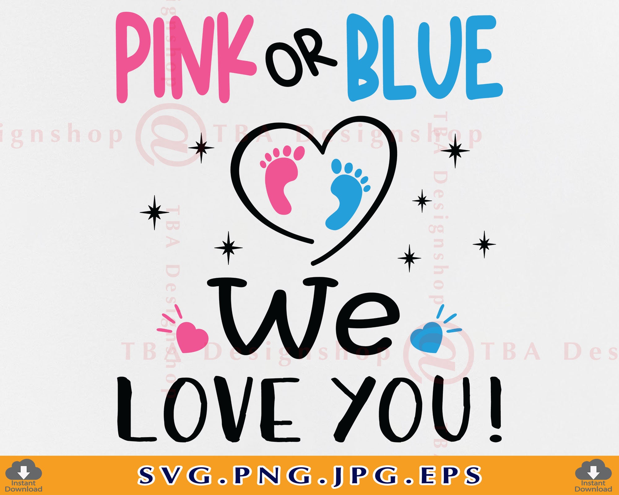 Digital Art And Collectibles Drawing And Illustration Pink Or Blue We Love