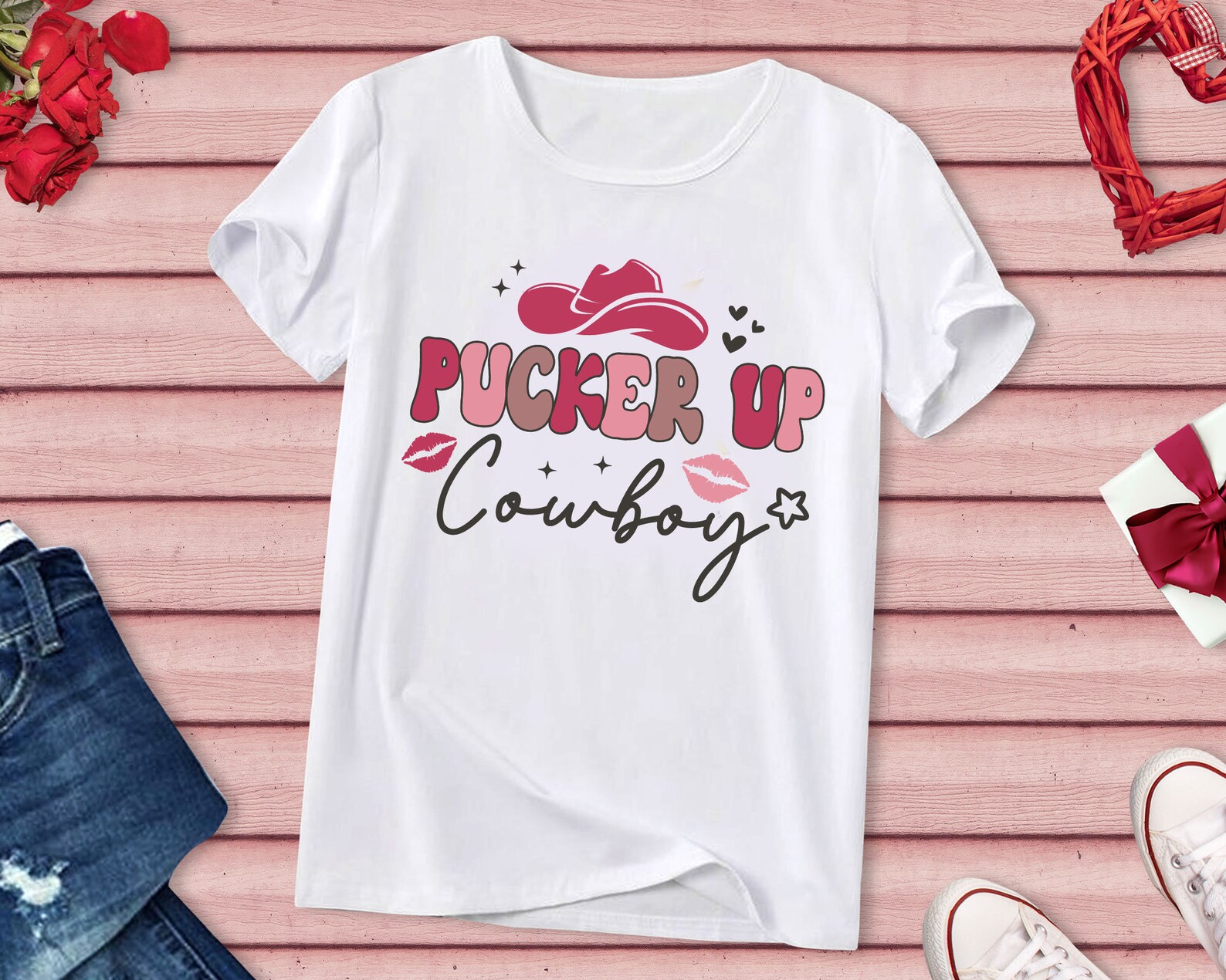 Pucker up Cowboy SVG PNG Retro Groovy Valentine SVG - Etsy