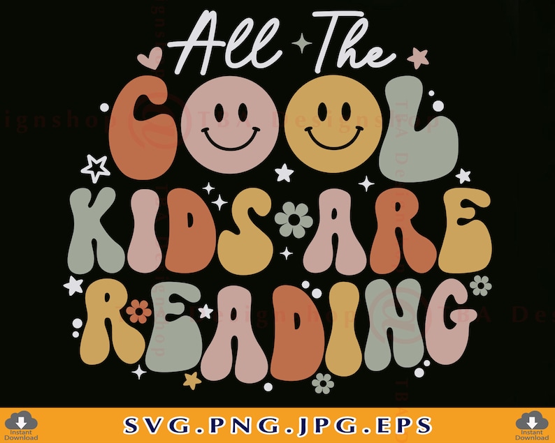 All the Cool Kids Are Reading SVG, Retro Teacher Shirt SVG, Teacher ...