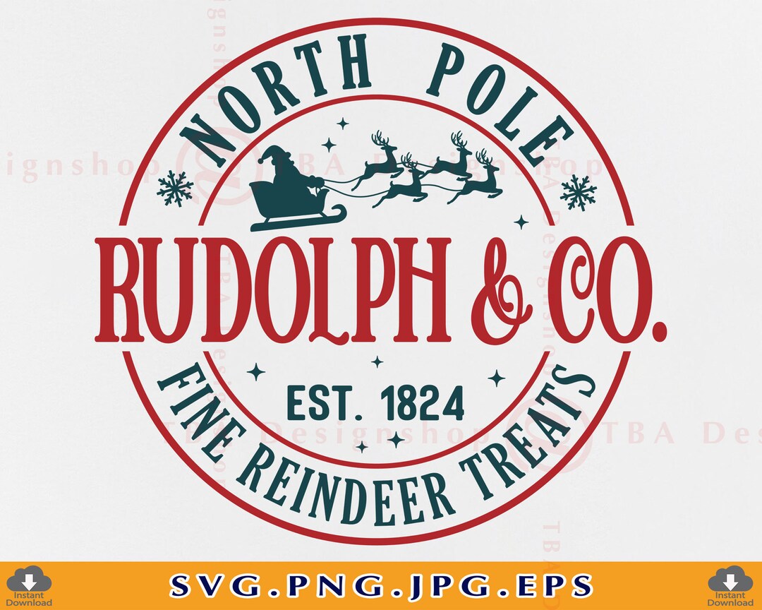 North Pole Rudolph & Co SVG, Christmas Farmhouse Sign Decor, Christmas ...