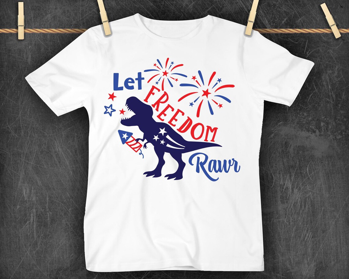 Let Freedom Rawr Svg 4th of July Dinosaur SVG Kids - Etsy