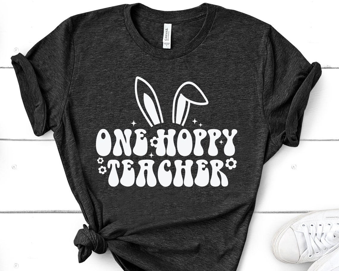 One Hoppy Teacher Svg Teacher Easter SVG Retro Easter Bunny | Etsy