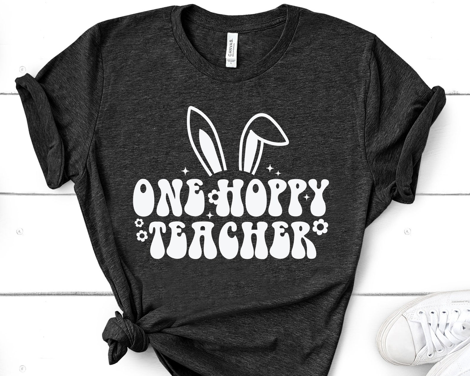 One Hoppy Teacher Svg Teacher Easter SVG Retro Easter Bunny | Etsy