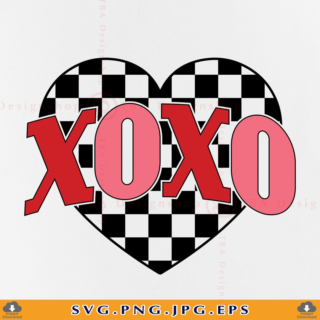 Checkered Heart XOXO SVG, Valentine's Day Cut Files (digital Download ...