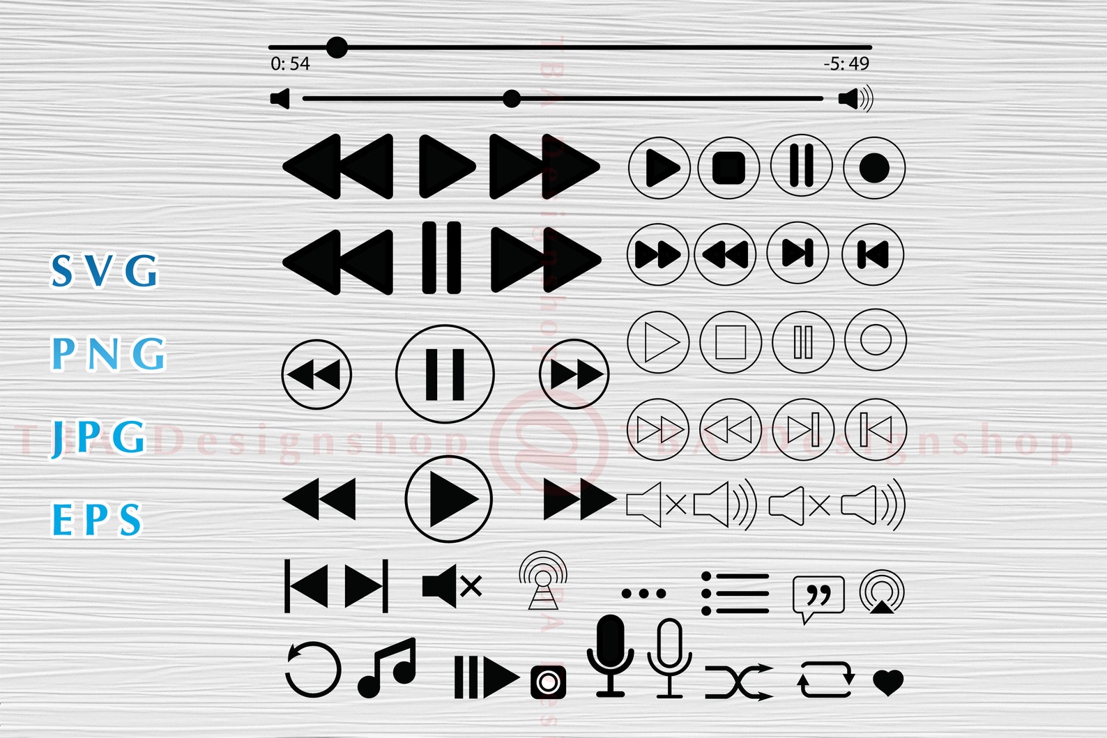 Audio Control Buttons Svgmusic Player Buttons Svgspotify - Etsy