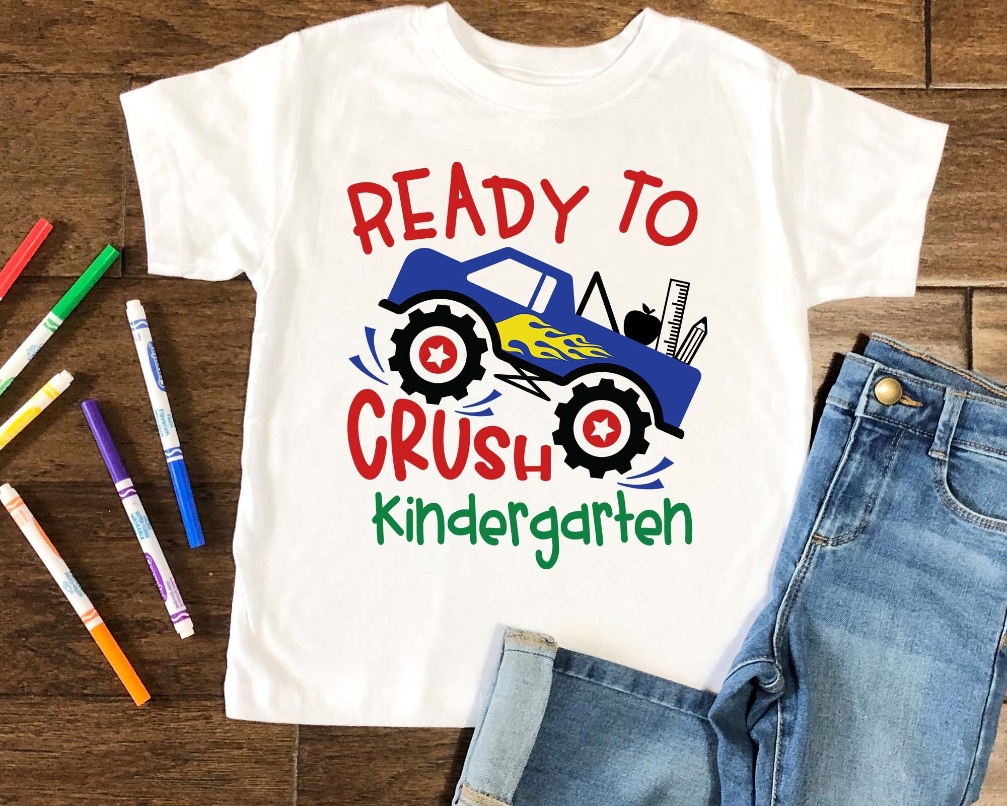 Ready to Crush Kindergarten Svg, Back to School SVG, Monster Truck SVG ...