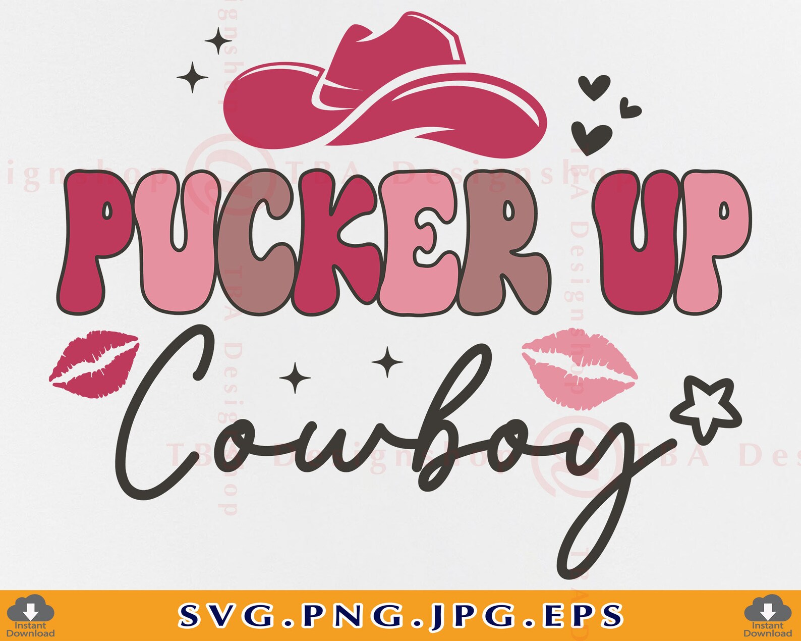 Pucker up Cowboy SVG PNG Retro Groovy Valentine SVG - Etsy