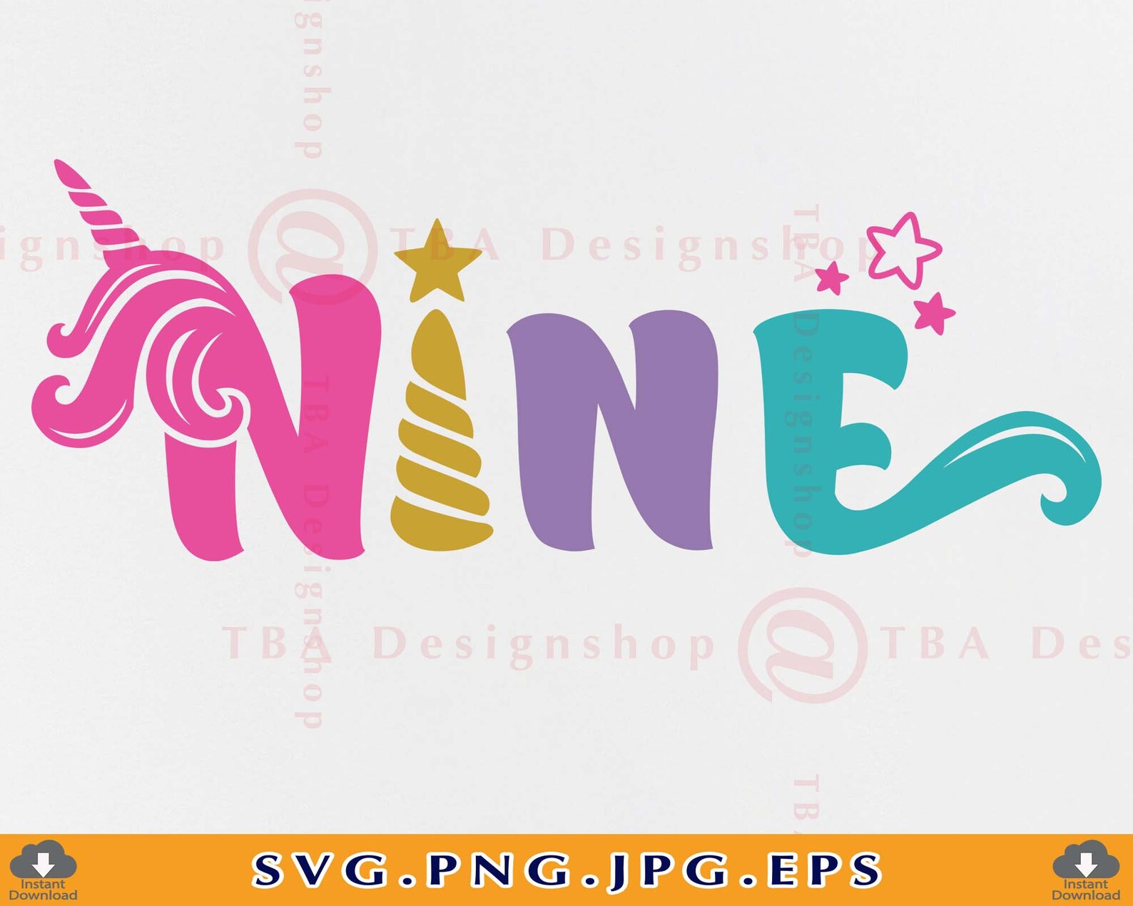 9th Birthday SVG Unicorn Birthday SVG Nine Birthday Svg 9 - Etsy