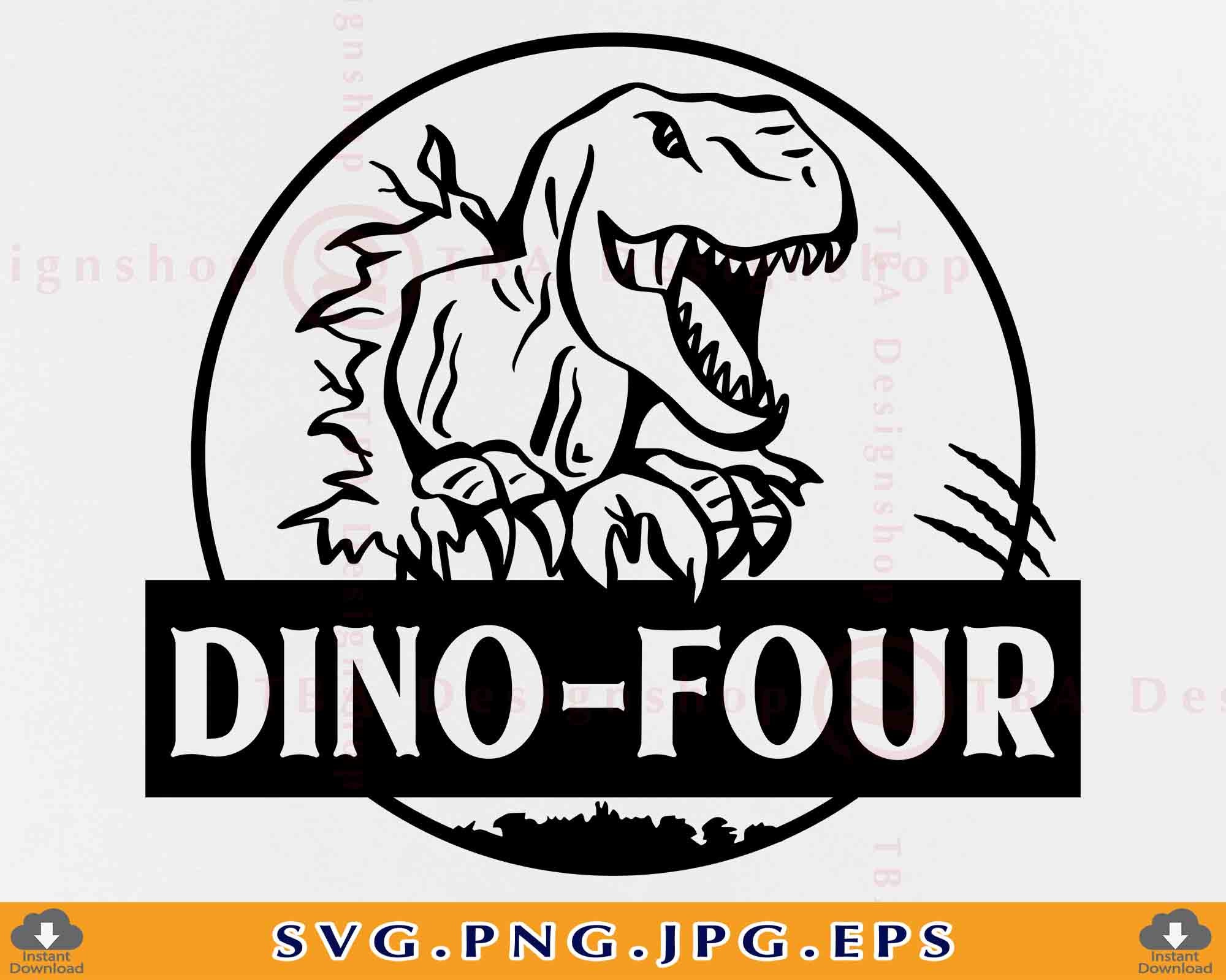 Dino Four Svg 4 Dinosaur Birthday Shirt SVG 4th Birthday Boy - Etsy