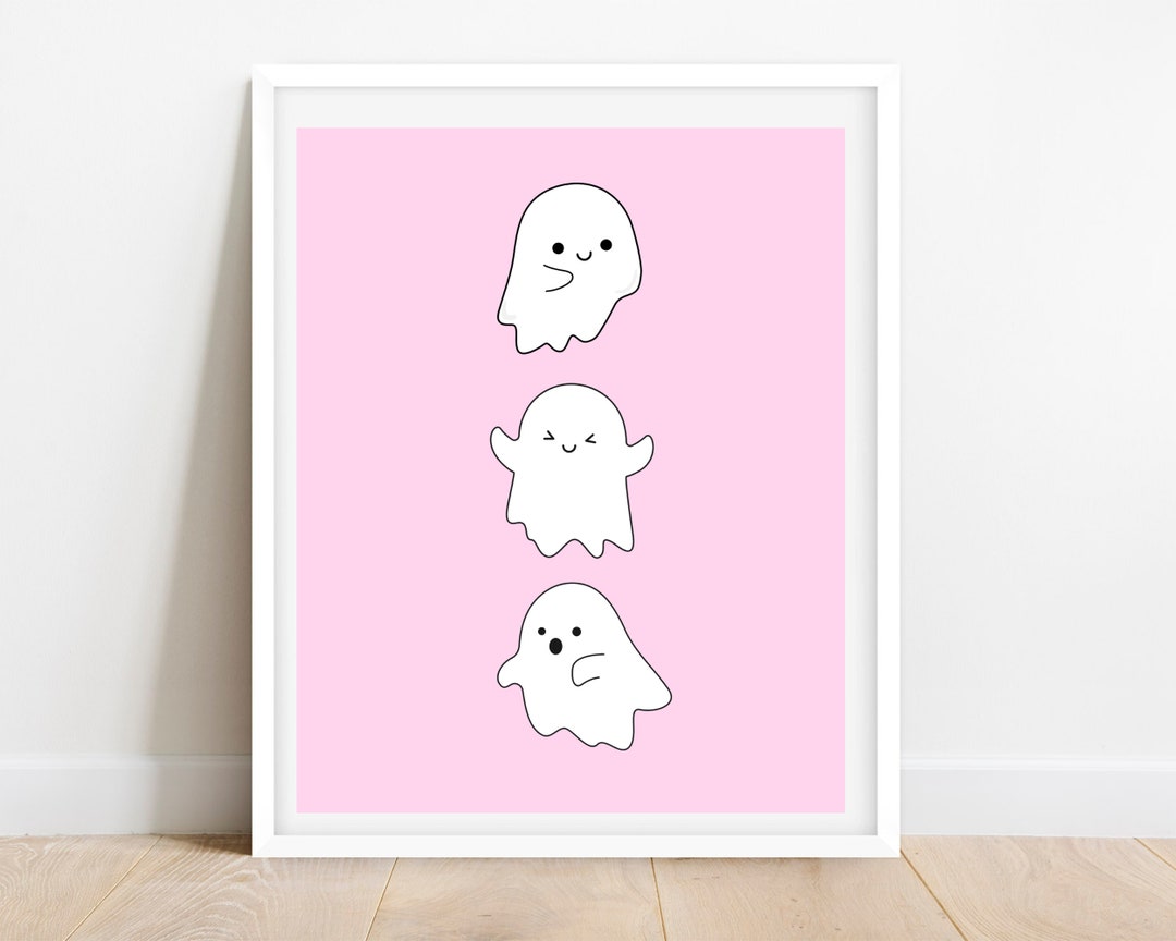 Cute Pink Ghost Printable Spooky Pink Ghost Print Halloween - Etsy