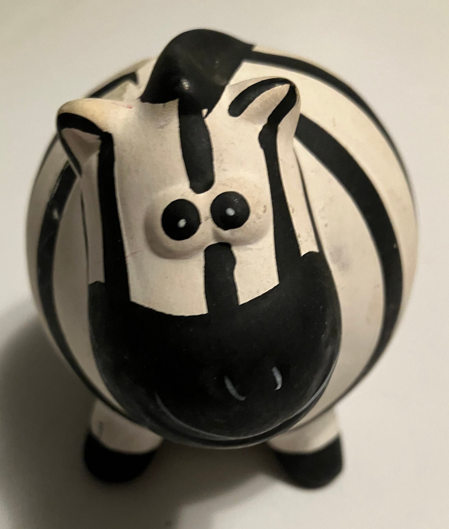 Vintage Unmarked Ceramic Smiling Fat Zebra Piggy Bank With Scuffs and ...