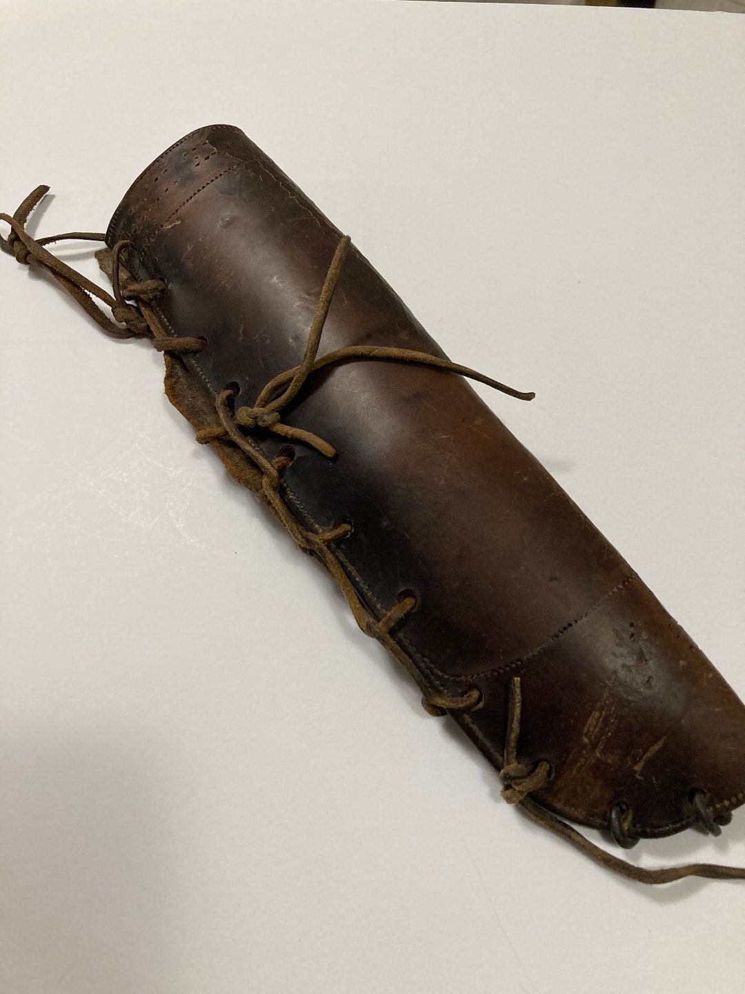 Antique Primitive Mountain Man Leather and Rawhide Big Knife Sheath 12. ...