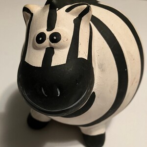 Vintage Unmarked Ceramic Smiling Fat Zebra Piggy Bank With Scuffs and ...