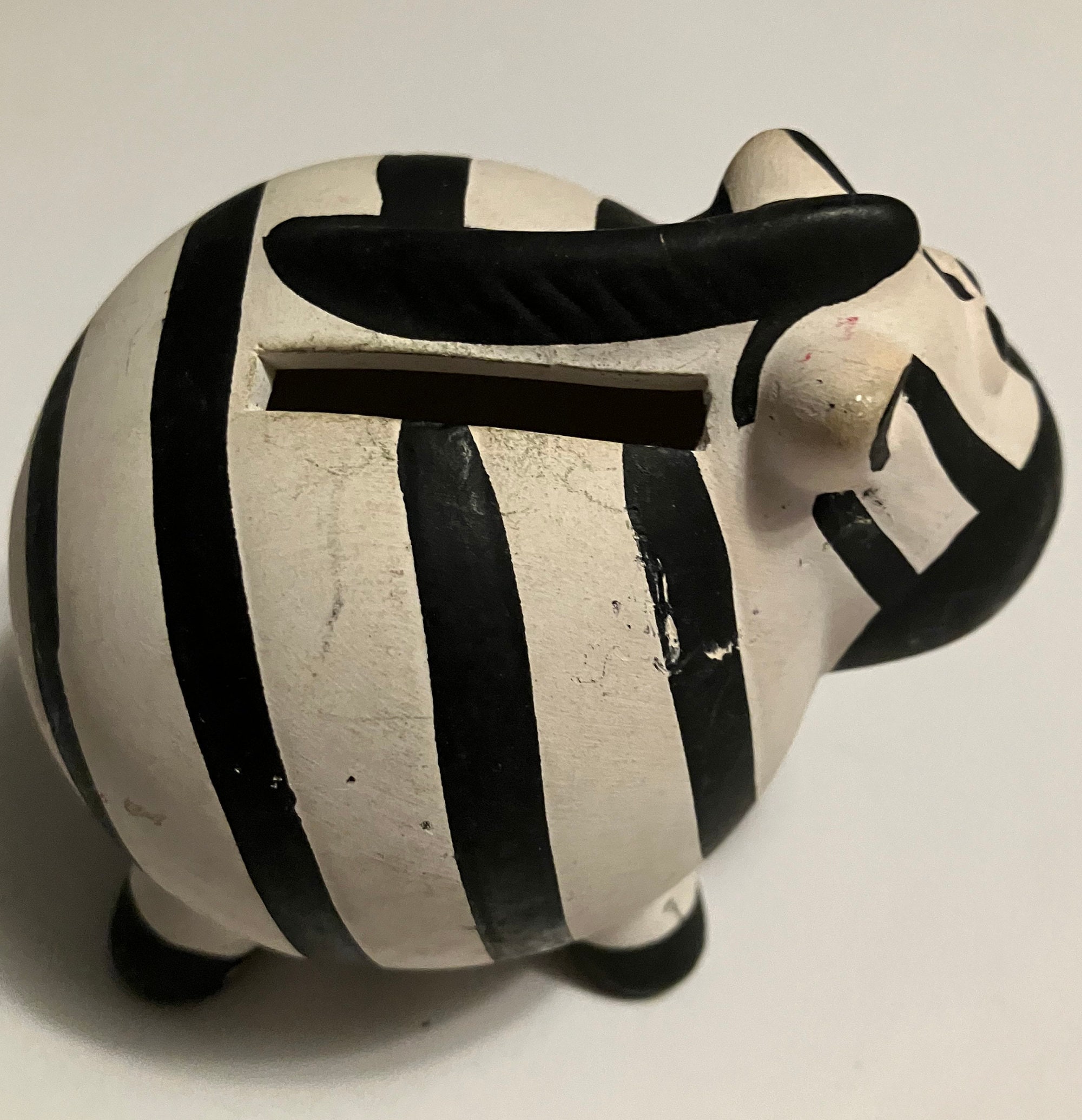 Vintage Unmarked Ceramic Smiling Fat Zebra Piggy Bank With Scuffs and ...