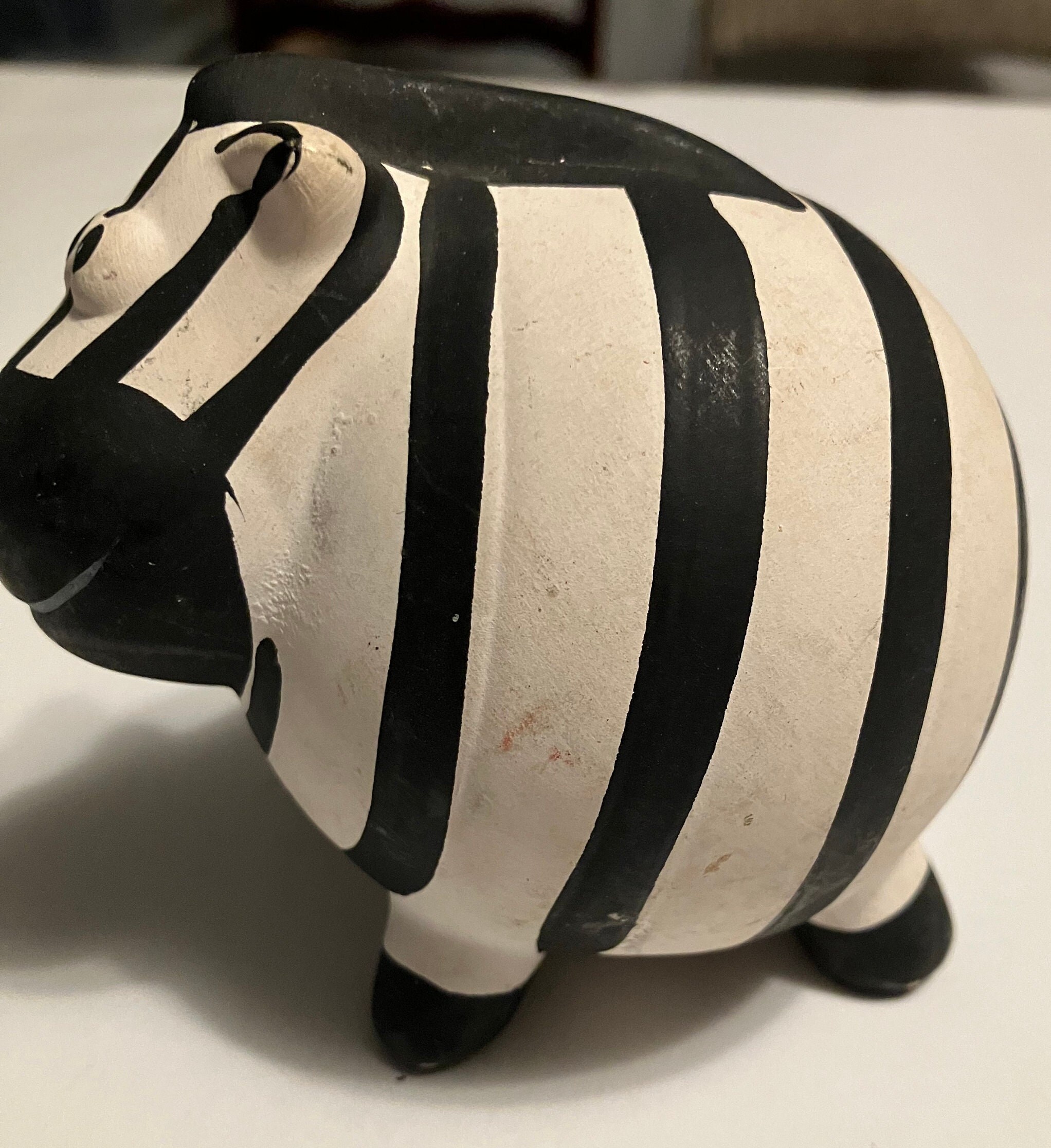 Vintage Unmarked Ceramic Smiling Fat Zebra Piggy Bank With Scuffs and ...