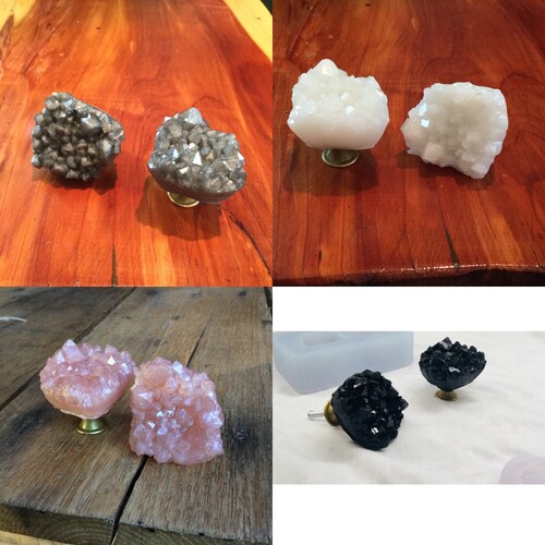 X Large Amethyst Crystal Druzy Gemstone Drawer Pulls Knobs | Etsy