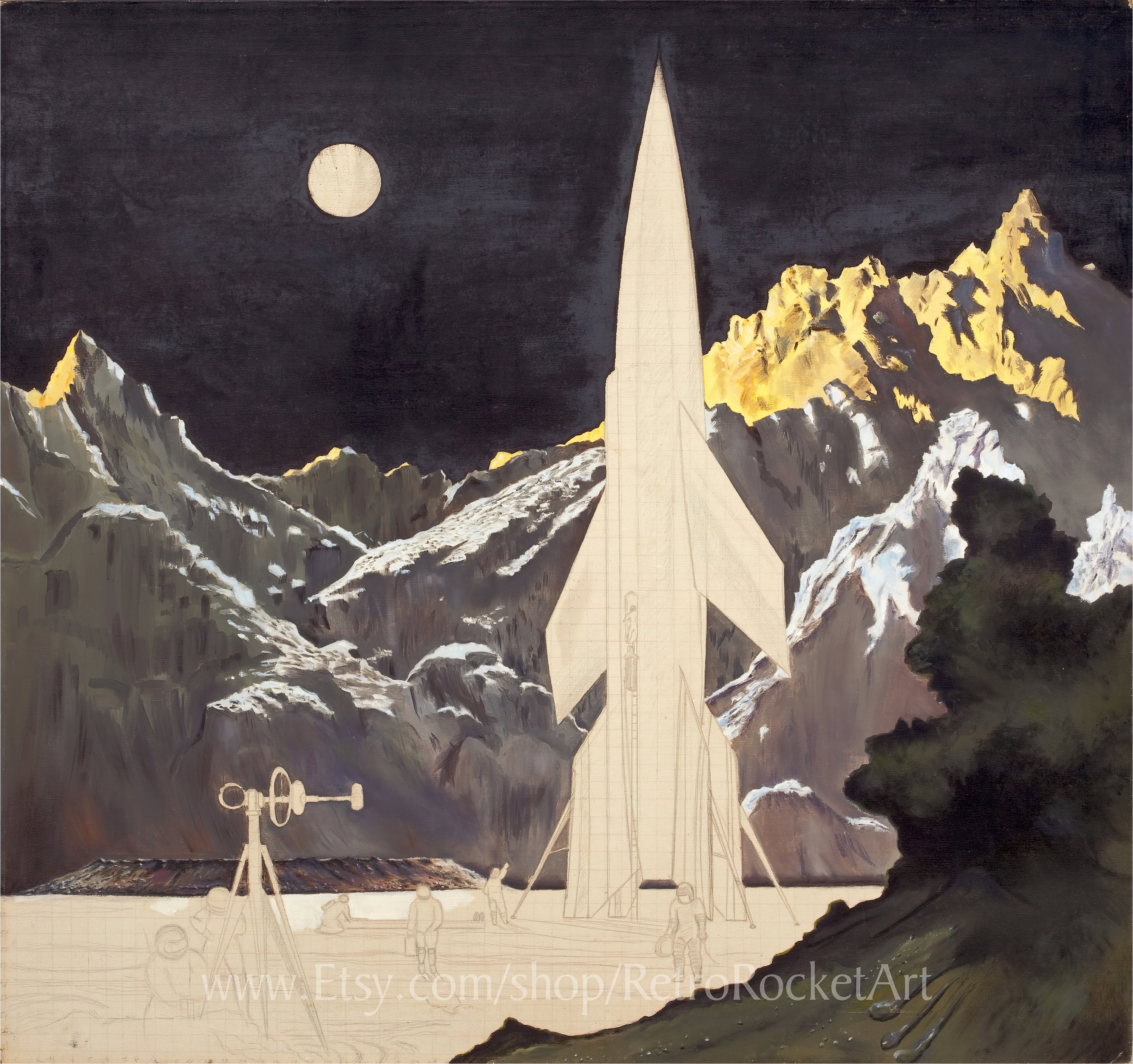 Conquest of Space Preliminary Study – by Charles Bonestell – Vintage ...