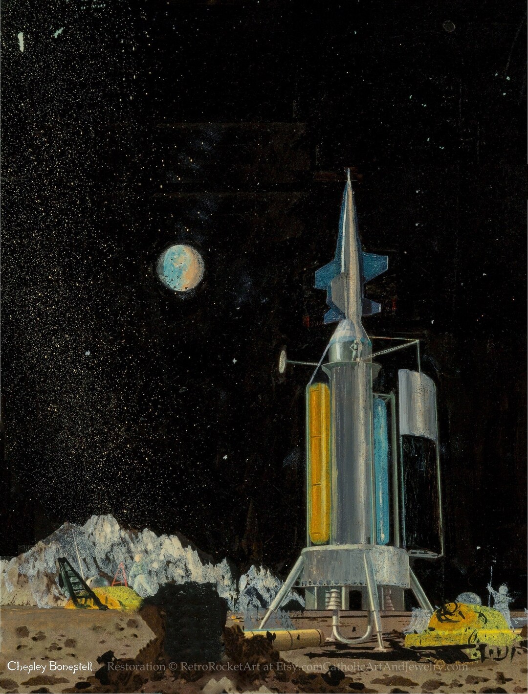 A Rocket Trip to the Moon – Chesley Bonestell – School Curriculum Cover ...