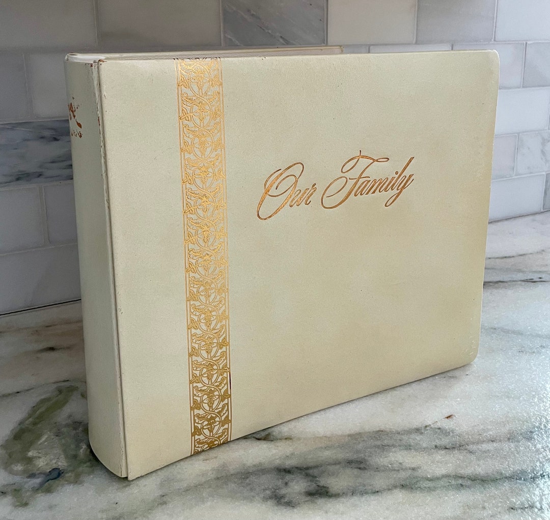 Vintage MCM Cream & Gold Family Photo Album: Genuine Leather Binding - Etsy