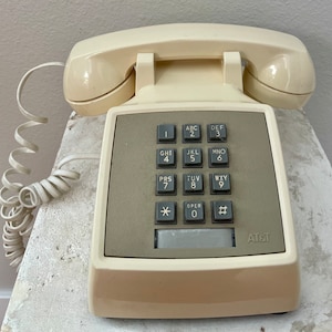 Vintage Corded Push Button Dial Telephone / Old Fashioned Landline ...