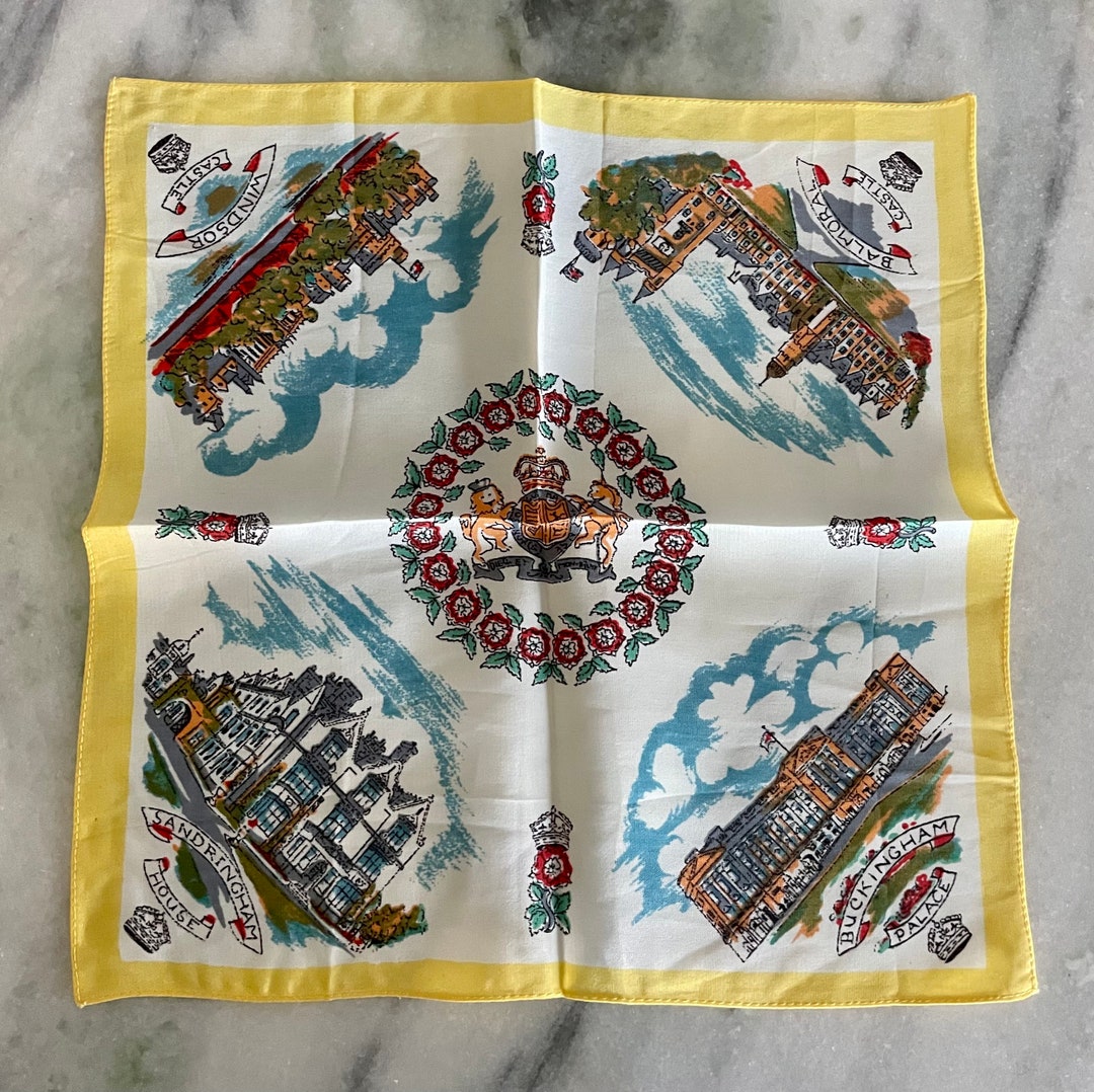 1950s British Royal Crest Cotton Handkerchief: Vintage Souvenir - Etsy