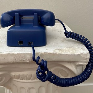 Mini 4”x5.5” Corded Push Button Dial Navy Blue Telephone / Landline ...