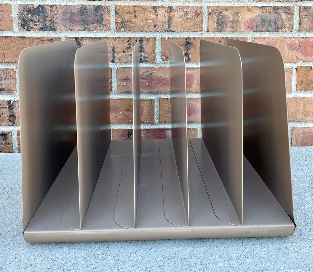 Vintage MCM Brown Enamel Document Rack: Mid-century Modern Desk ...