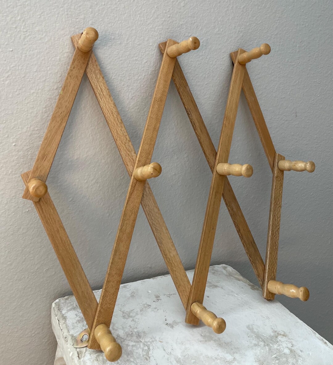 Vintage Wooden Expandable Accordion Peg Drying Rack / Mug Rack / Tea ...