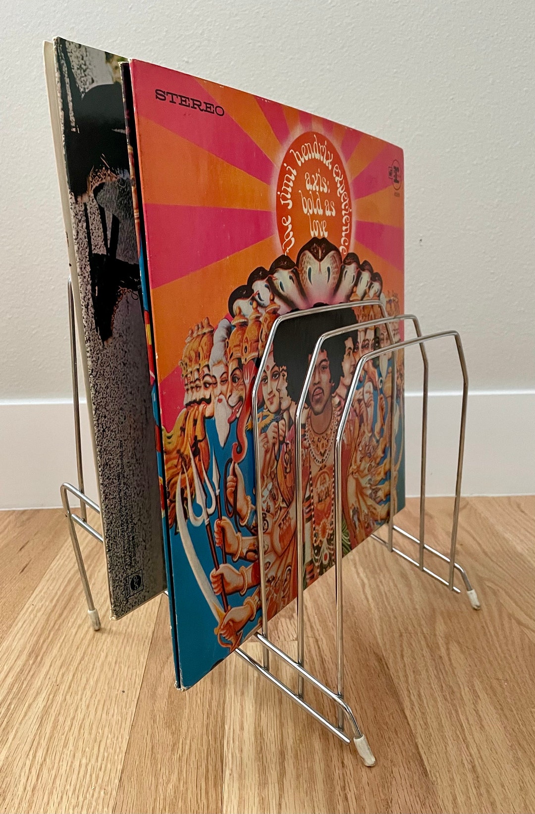 Vintage Large Record Rack / Mid Century Modern Chrome Record Holder ...