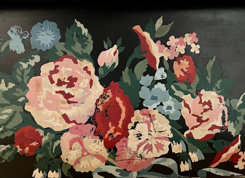 Vintage Tole Magazine Rack / Black Iron Met Asl Toleware - Etsy