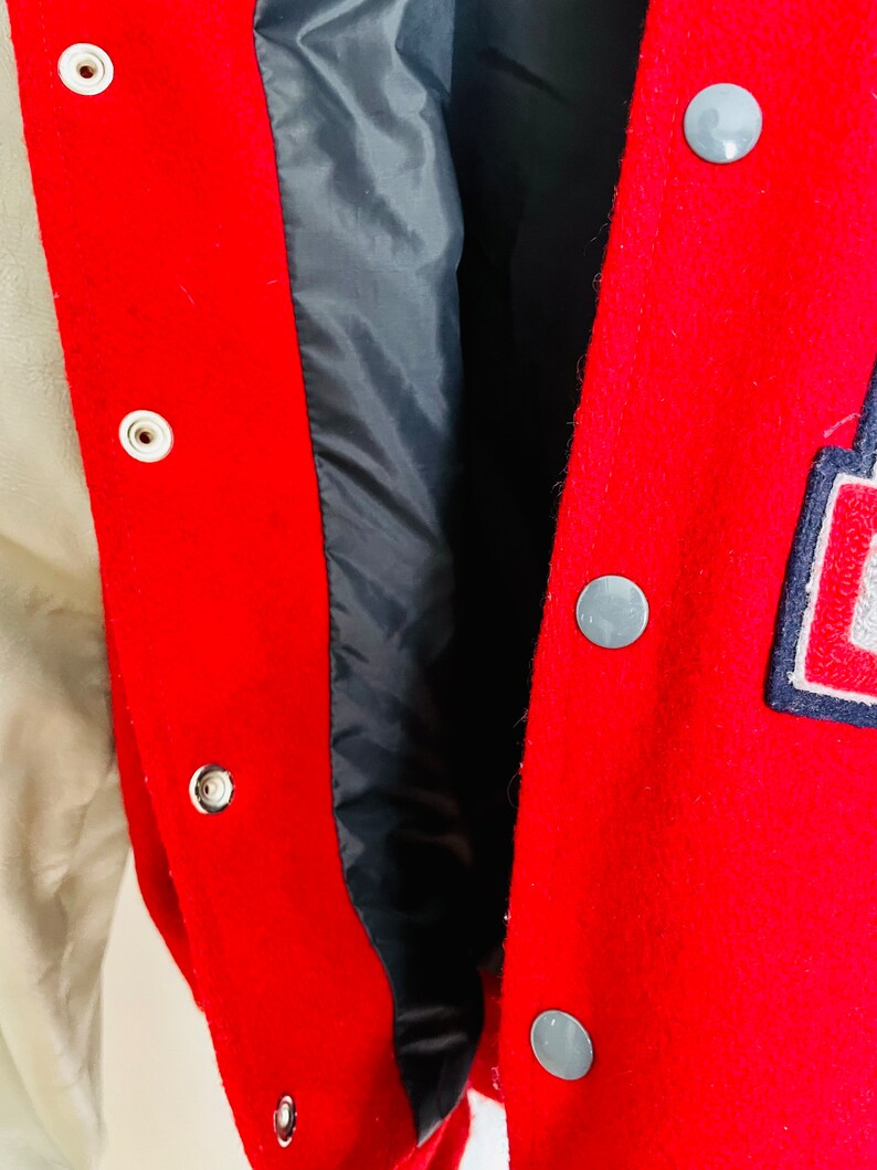 Vintage Varsity Letterman Jacket / Red & Beige / H Leather - Etsy