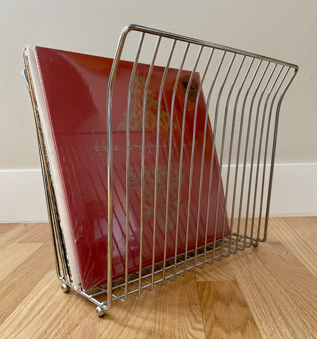 MCM Large Chrome Metal Vinyl Record Holder / Record Stand / Retro ...