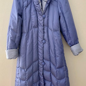 Vintage 80s Lilac Purple Long Quilted Down Filled Duffle Coat / 1980s Puffy Winter Coat / Medium ...