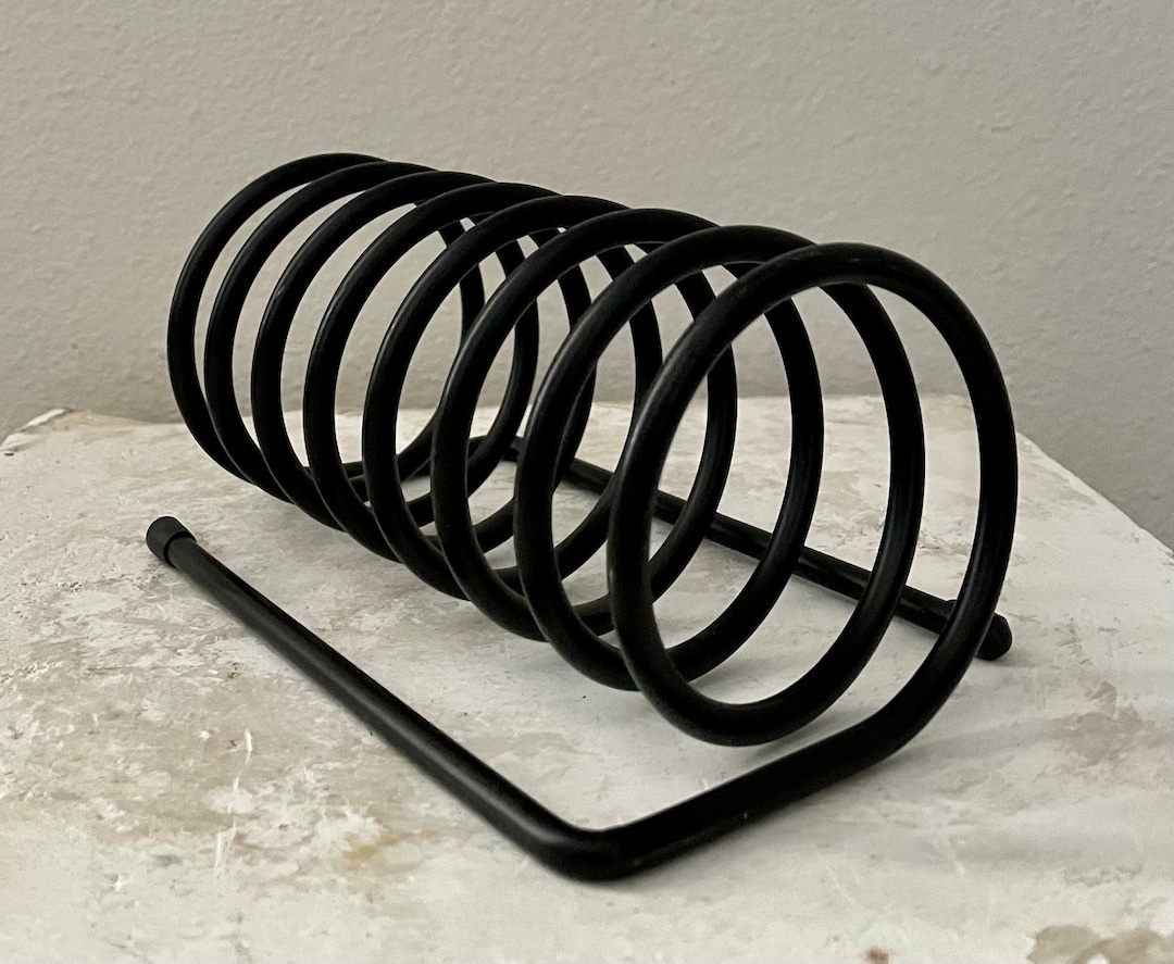Vintage Black Metal Spiral Record or Letter Rack / Mid Century Modern ...