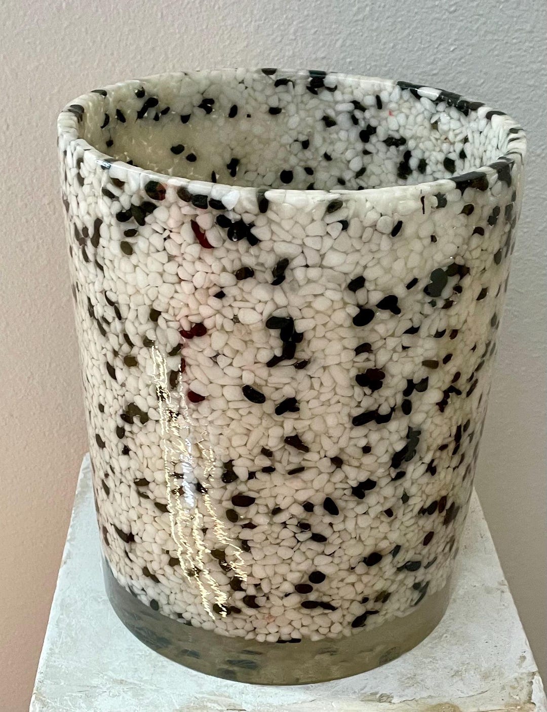 Vintage Lucite Pebble Waste Basket: Mid Century Modern Resin Trash Can ...