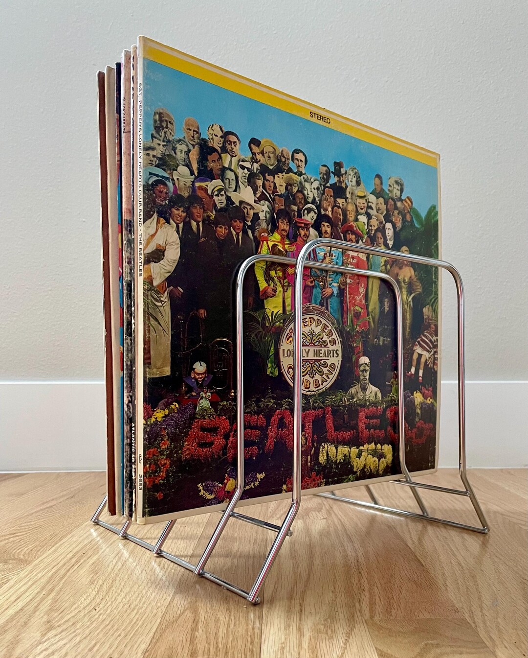 Vintage Large Record Rack / Mid Century Modern Chrome Record Holder ...