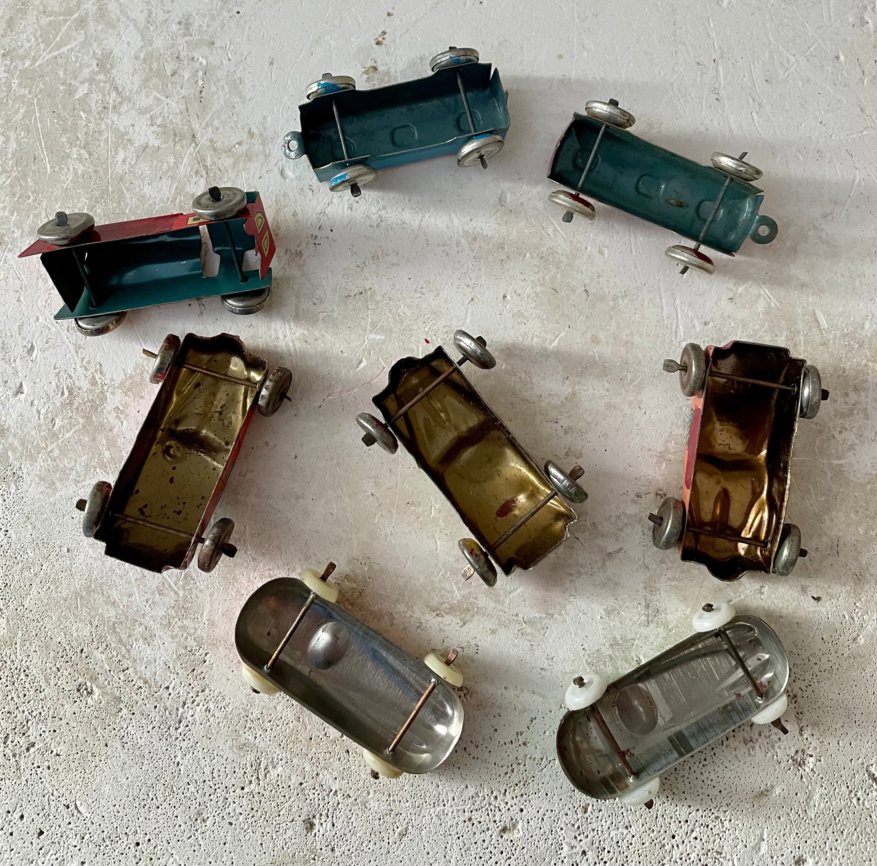 Vintage 1950s Micro Mini Tin Toy Car & Train Set - Biller Penny Toy ...