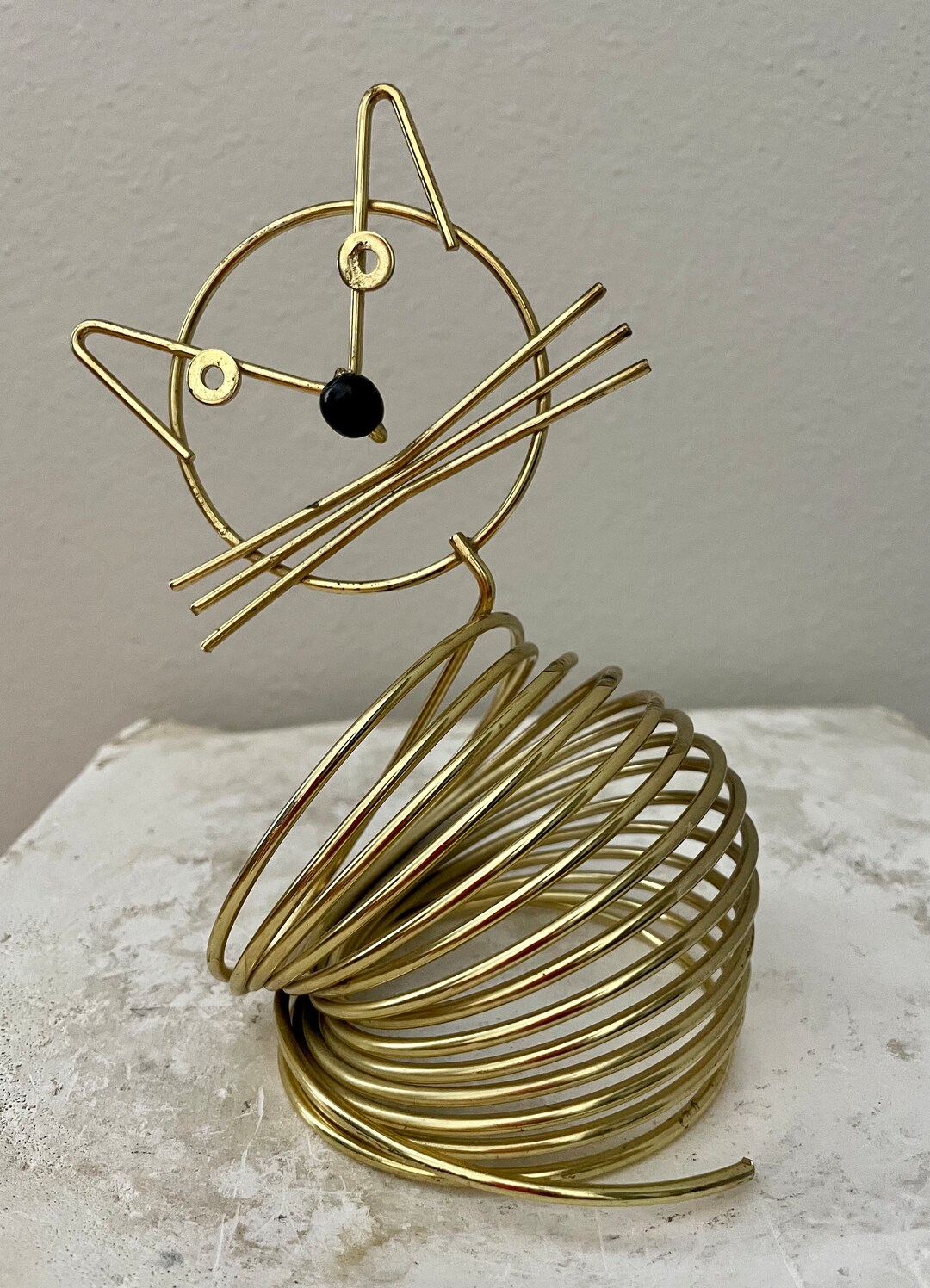 Vintage Coil Cat Silhouette Card or Letter Holder / Mid Century Modern ...