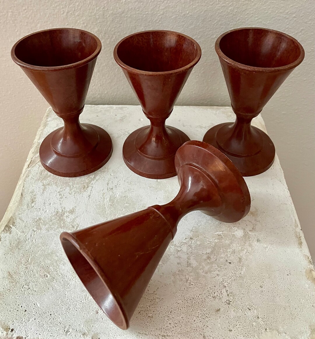 Antique Brown Bakelite Ice Cream Cups - 1920s BURT Trade Mark - Set of ...