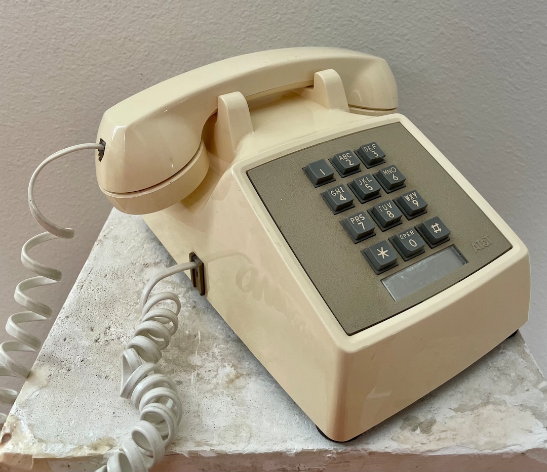 Vintage Corded Push Button Dial Telephone / Old Fashioned Landline ...
