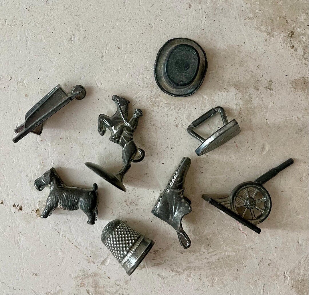 Vintage Monopoly Game Markers Set of 8 / Scottie Dog / Top Hat / Iron ...