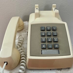 Vintage Corded Push Button Dial Telephone / Old Fashioned Landline ...
