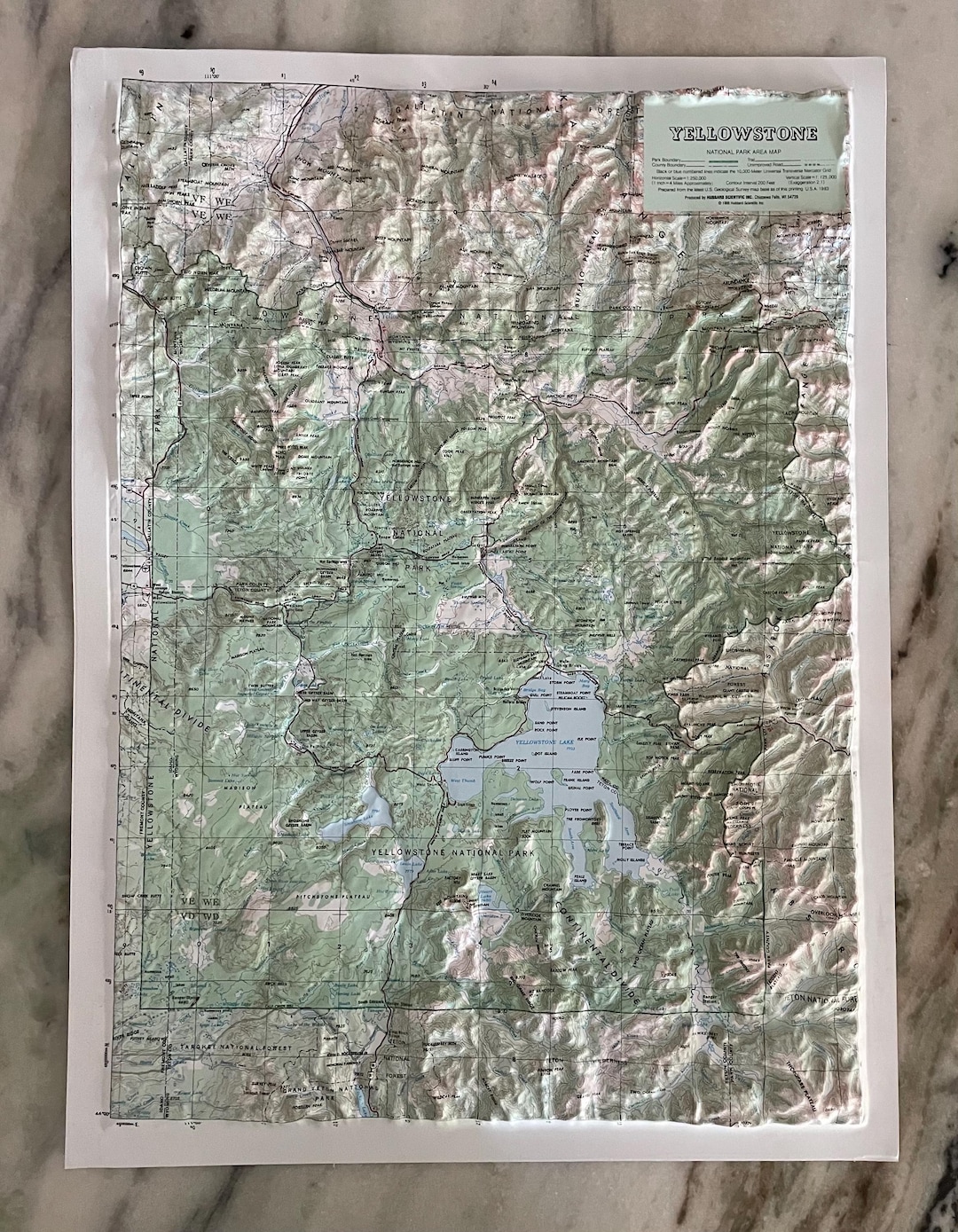 Vintage Regional 3D Relief Map of Yellowstone National Park Area Map - Etsy