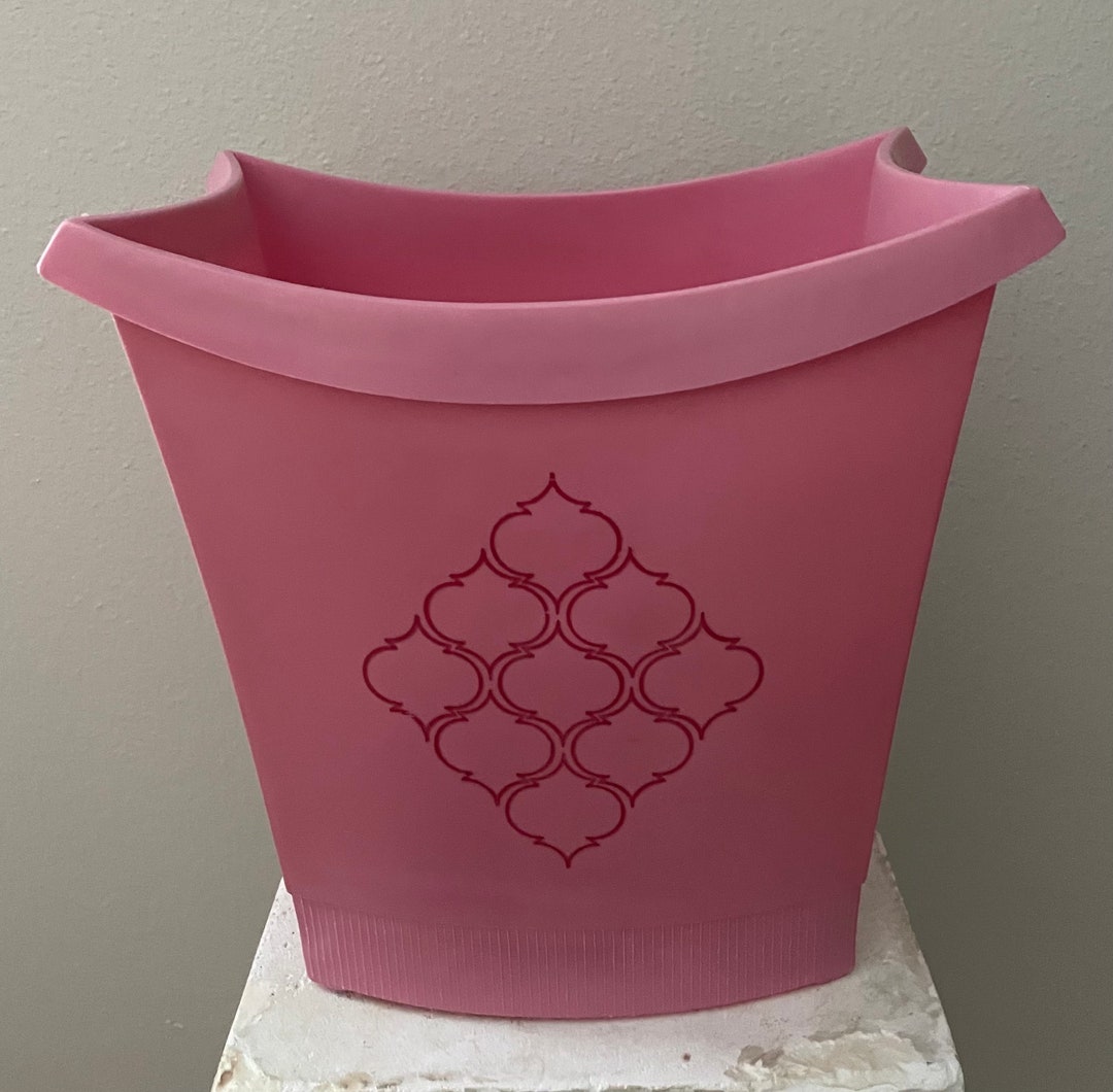 Vintage Pink Lustro Ware Trash Can: Mid Century Modern Vanity Decor - Etsy