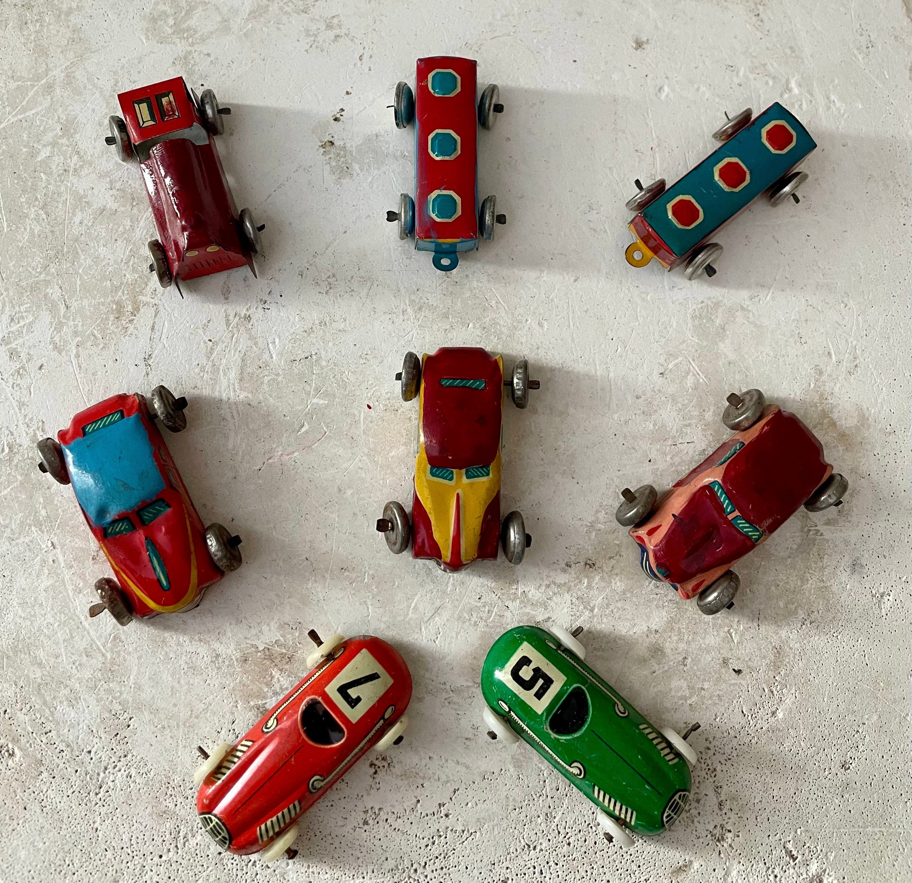 Vintage 1950s Micro Mini Tin Toy Car & Train Set - Biller Penny Toy ...