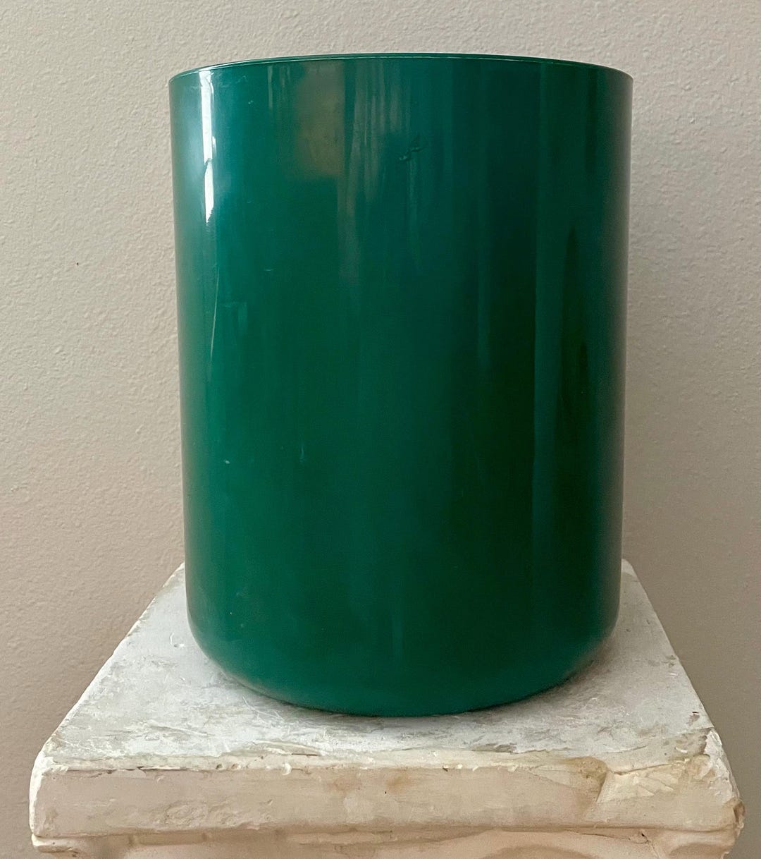 Vintage Green Round Plastic Trash Can / Art Deco Revival Garbage Can ...