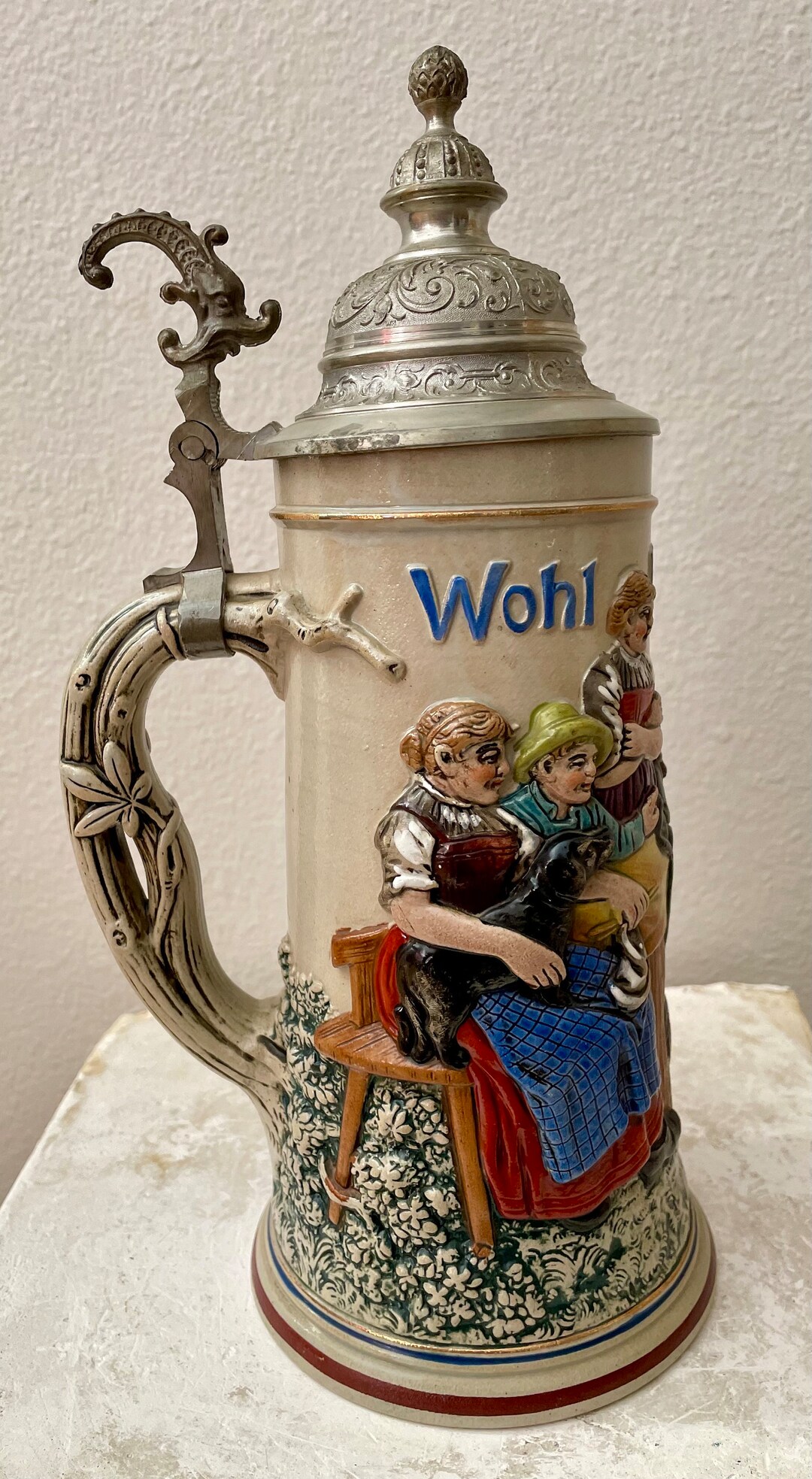 Antique German Lidded Beer Stein / Gesetzlich Geschutzt / 1800 E / Made ...