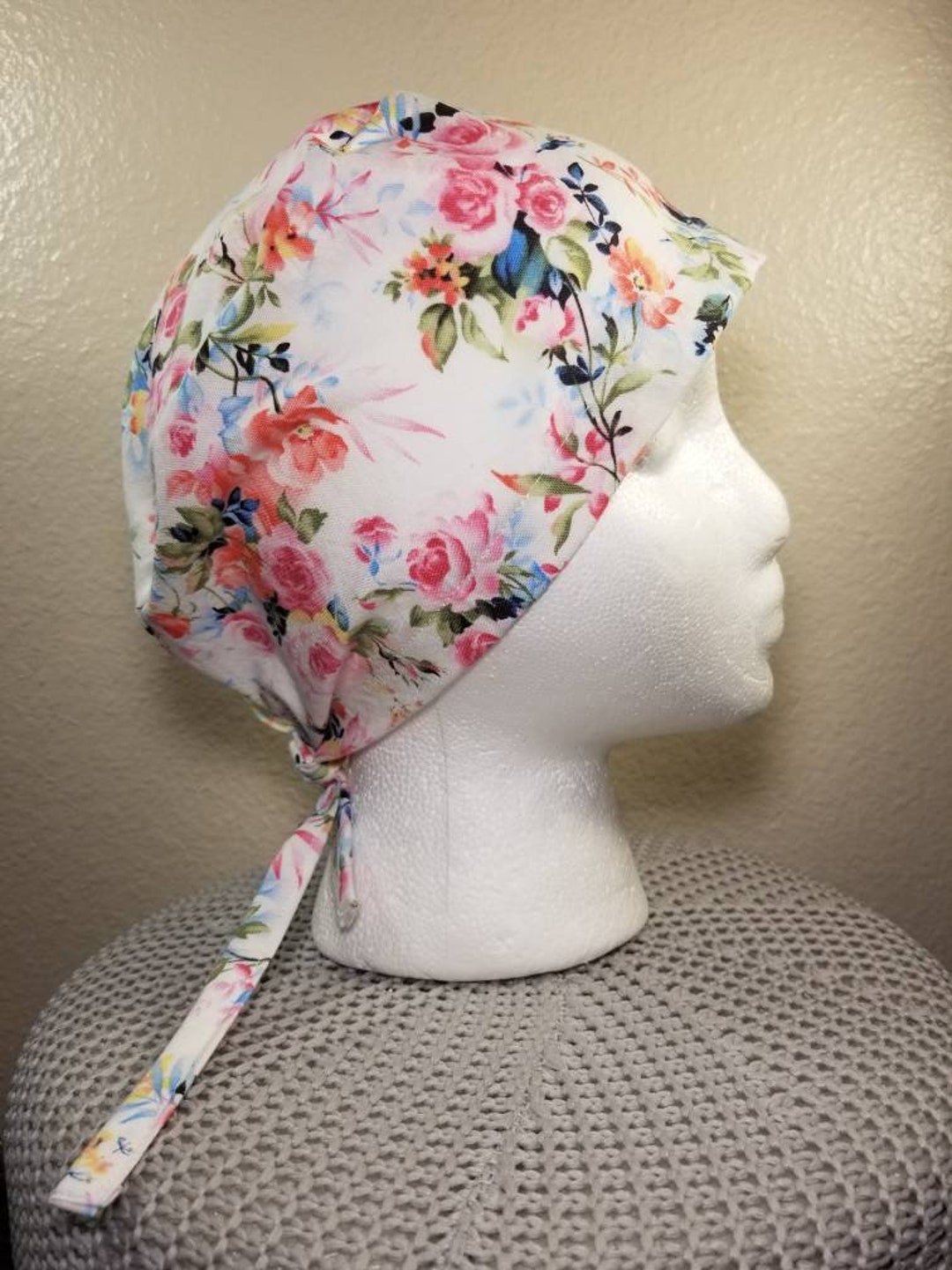 Pink Flower Surgical Cap - Etsy