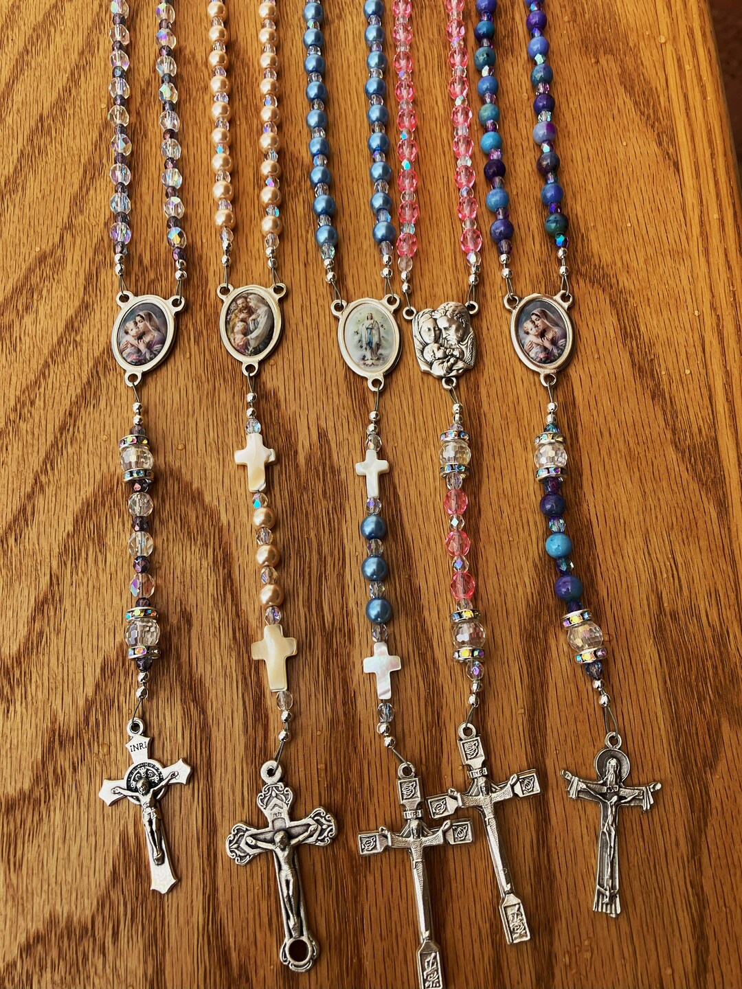 Seven Joys of Mary, Franciscan Crown Rosary 6 Colors, 6 Mm Beads ...